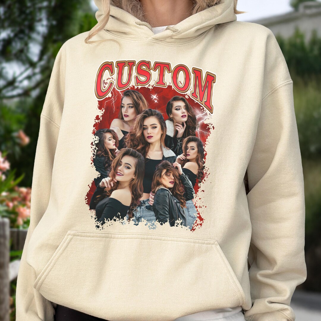 Vintage Bootleg Pet Dog Cat Hoodies, Custom Face Bootleg Sweatshirt ...