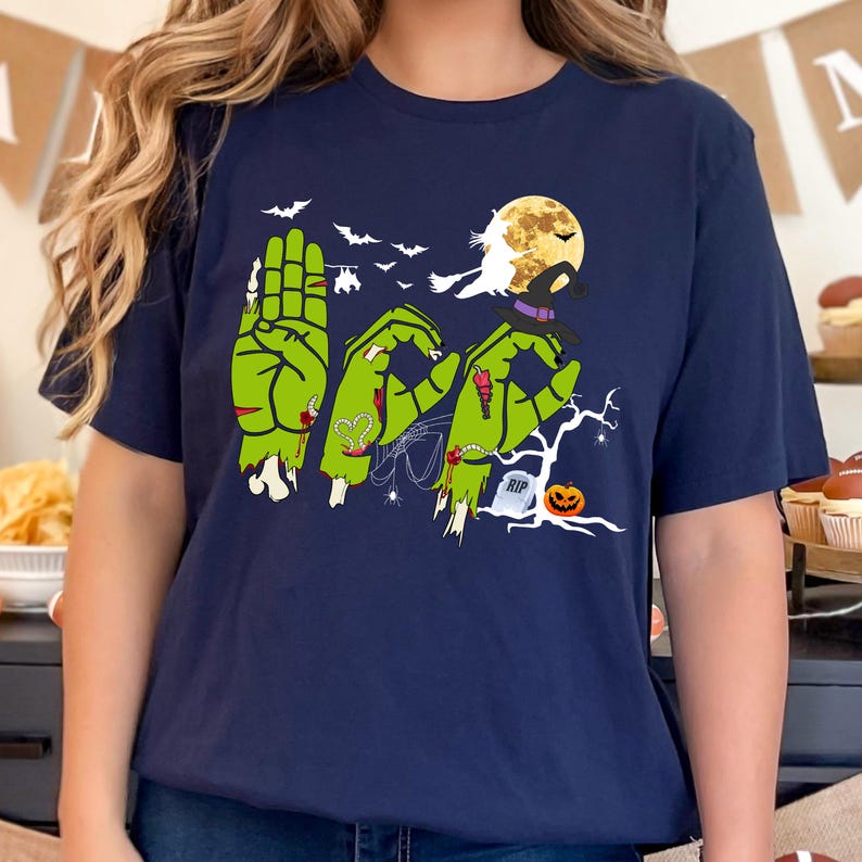 Boo Halloween Hand Sign Language Shirt, Halloween Sign Language Teacher ...