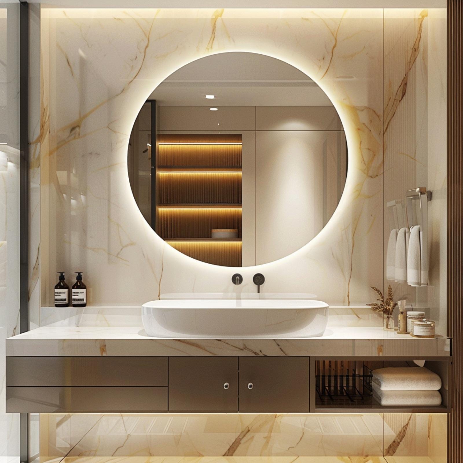 Round Led Mirror, Bathroom Mirror, Sink Mirror, Bedroom Mirror, Hot ...