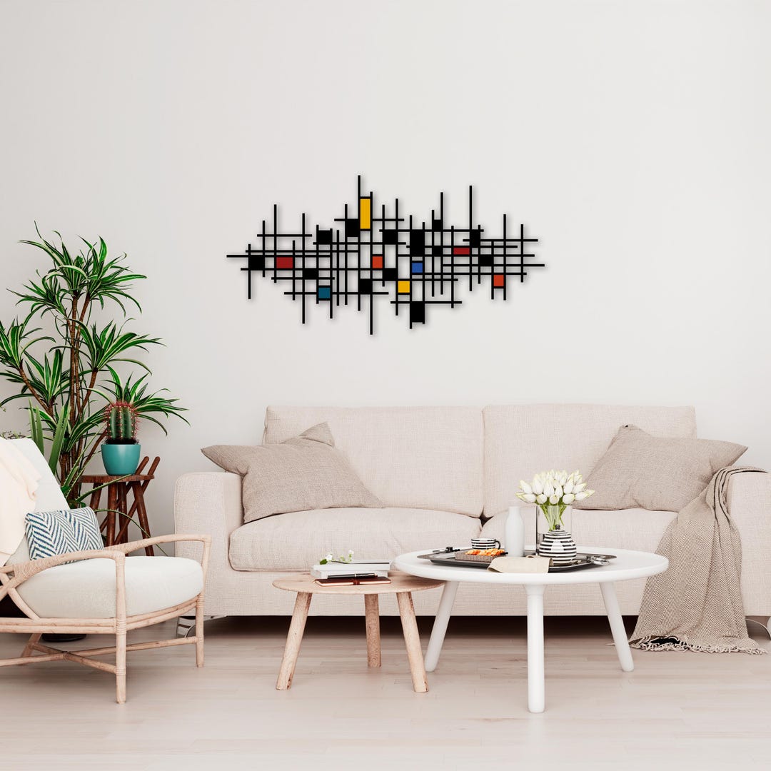 Colorful Metal Wall Art, Minimalist Wall Art, Geometric Figure ...