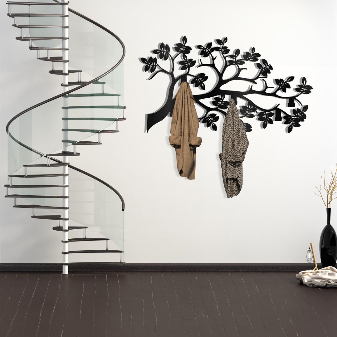 Large Metal Tree Coat Rack: Wall Mounted Entryway Organizer, Outdoor ...