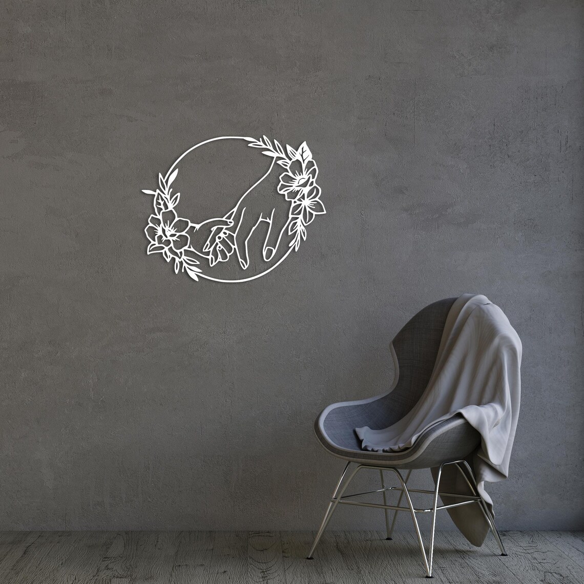 Baby Hand and Mother Hand Wall Decor, Modern Line Art Metal Wall Decor ...