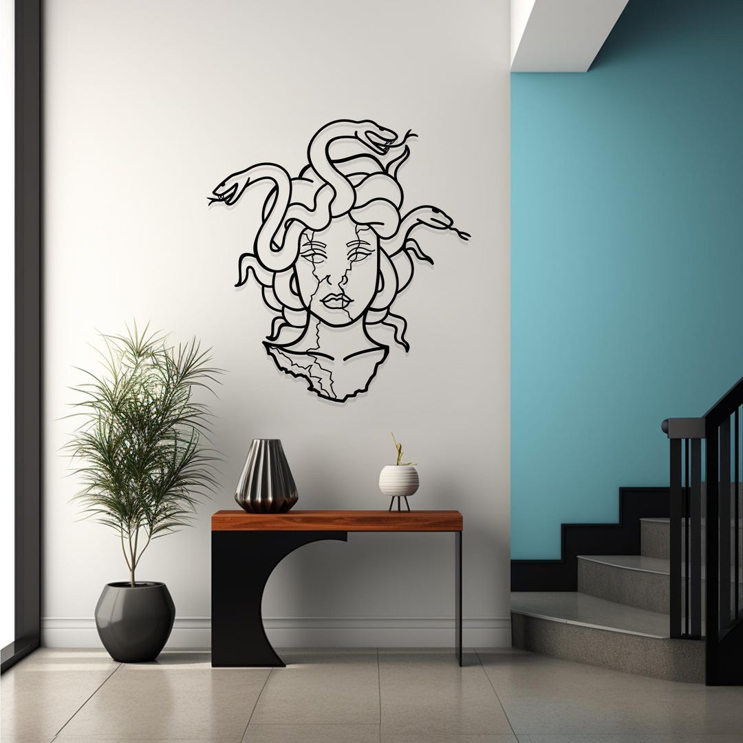 Medusa Metal Wall Art, Greek Mythology Minimalist Wall Art, Gaze Gift ...