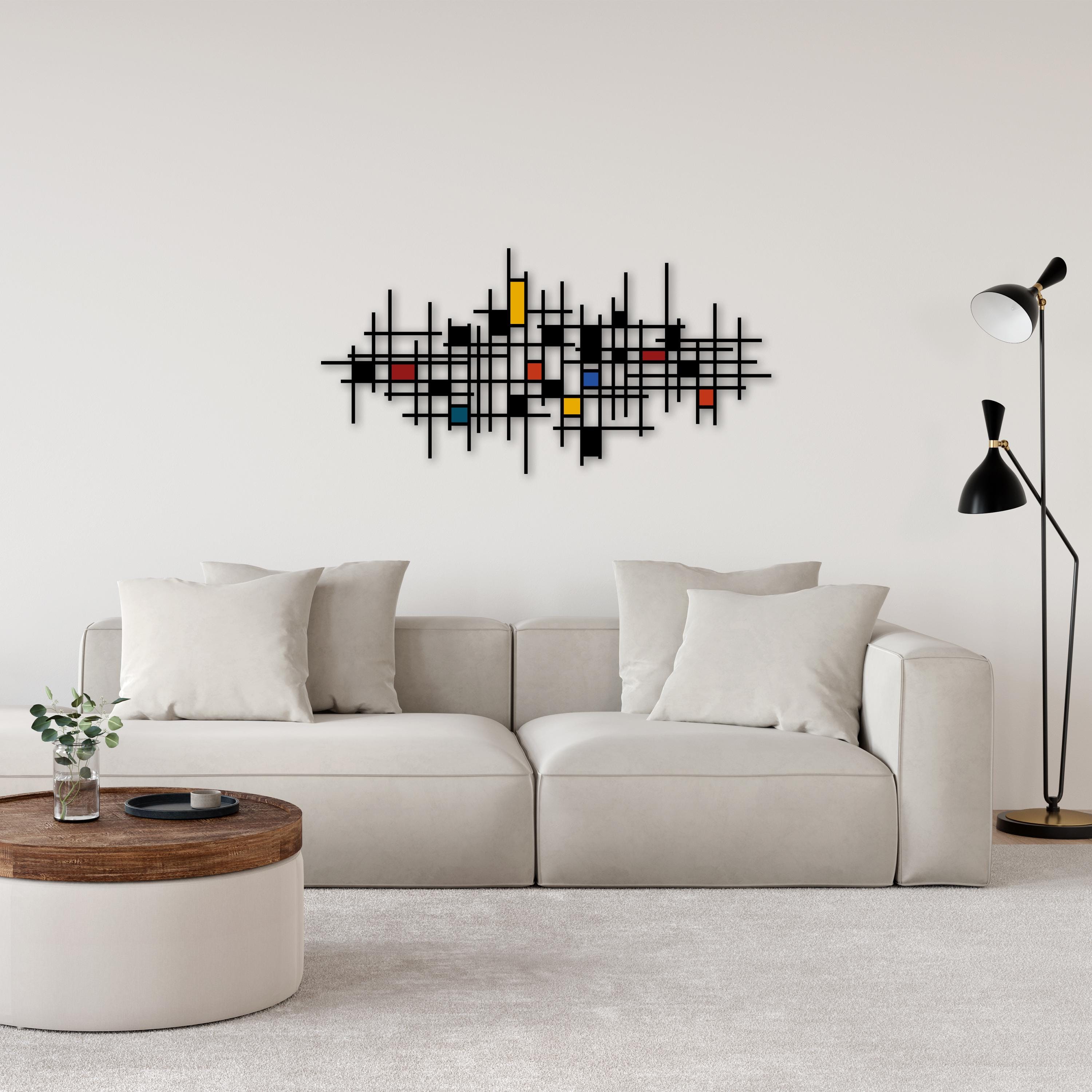 Colorful Metal Wall Art: Geometric Figures & Lines Sculpture, Creative ...