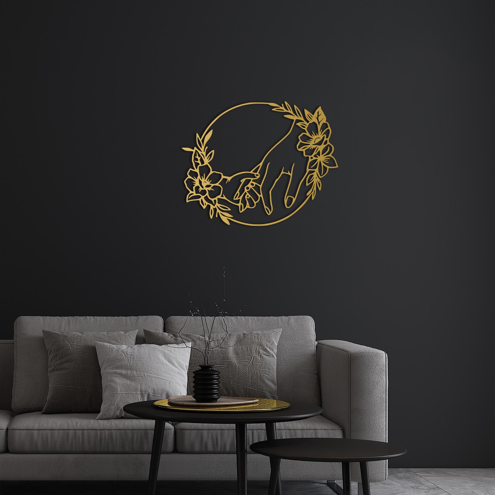 Baby Hand and Mother Hand Wall Decor, Modern Line Art Metal Wall Decor ...