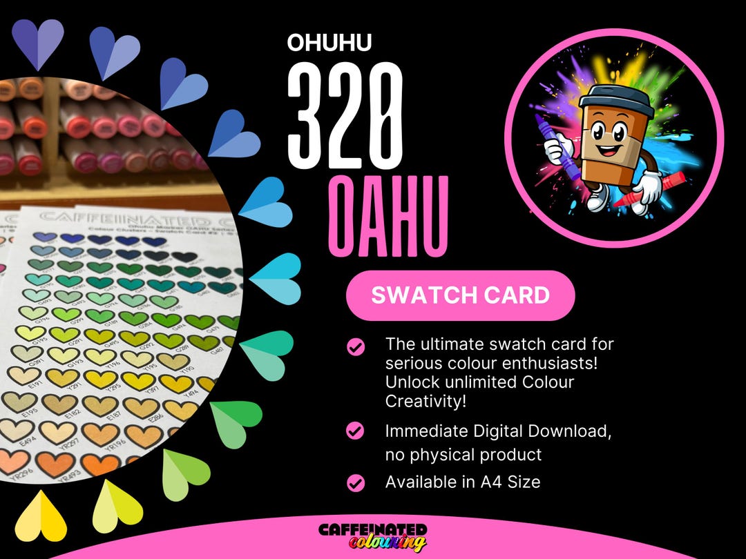 Ohuhu Oahu Marker Swatch Card: Color Chart, Organized DIY (A4 Digital ...