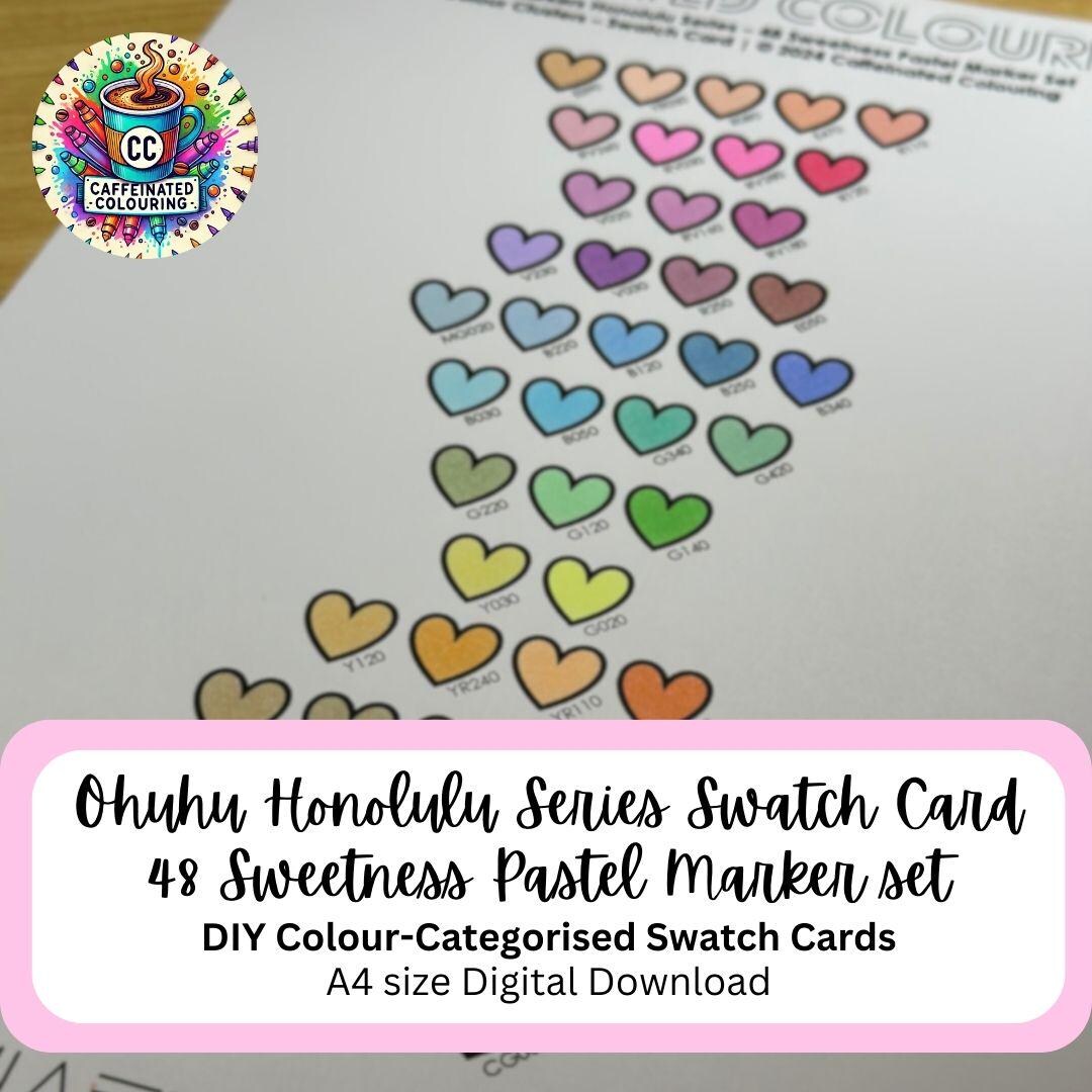 48 Sweetness Pastel Ohuhu Honolulu Marker Swatch Card Colour Clusters ...