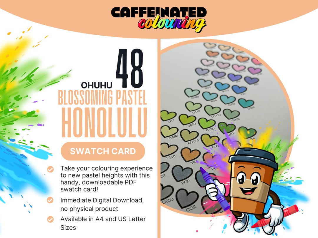 48 Blossoming Pastel Ohuhu Honolulu Marker Swatch Card | Colour ...