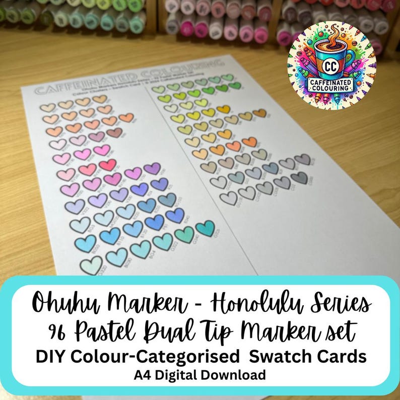 96 Pastel Ohuhu Honolulu Marker Swatch Card A4 Digital Download PDF ...