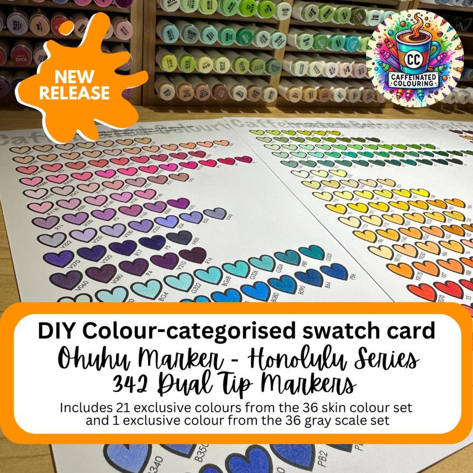 342 Ohuhu Honolulu Marker Swatch Card Includes 22 Exclusive Colours ...