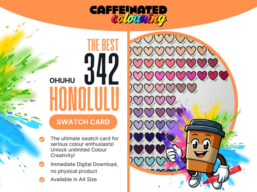 Ohuhu Honolulu OLD CODES Marker Swatch Card: 342 Color Chart (A4 ...