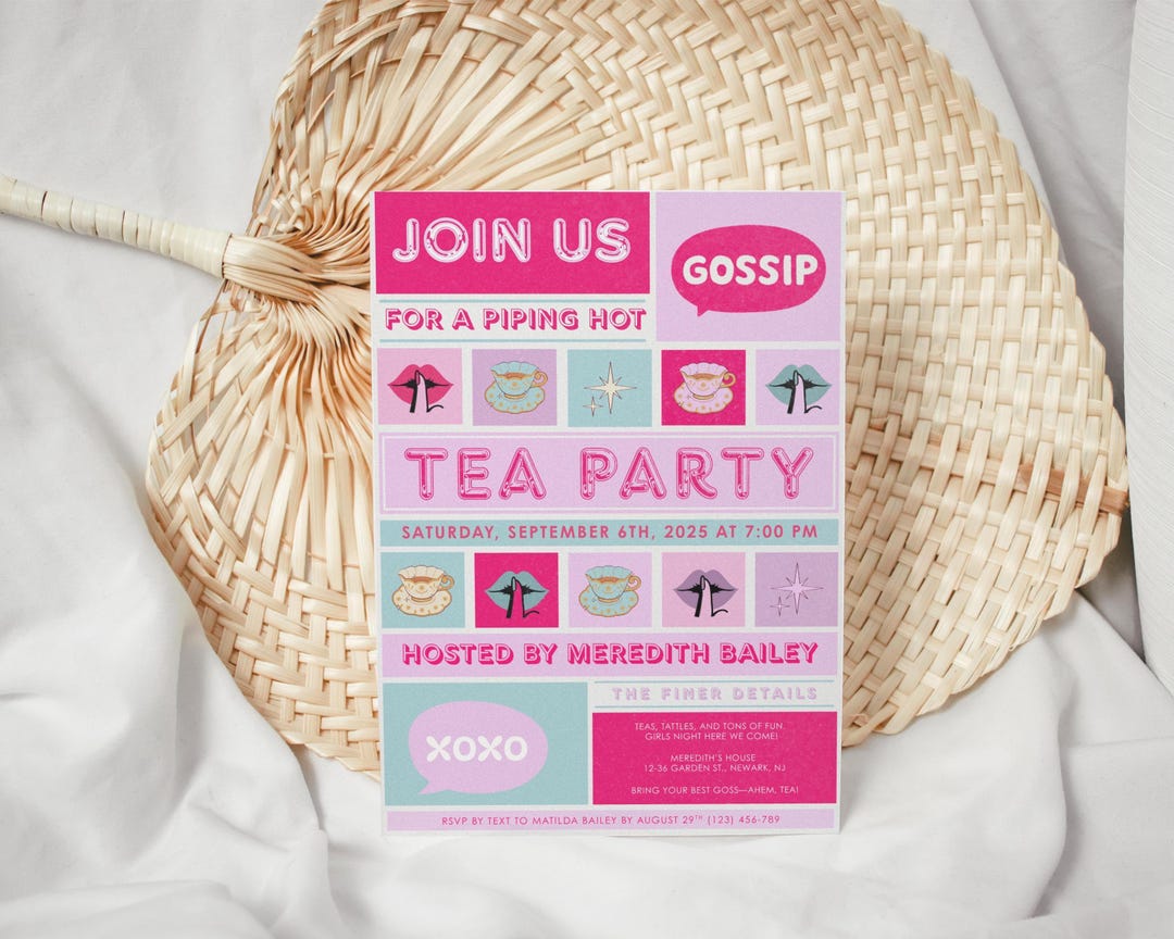 Gossip Tea Party Invitation: Retro Girls Night Out (editable Canva ...