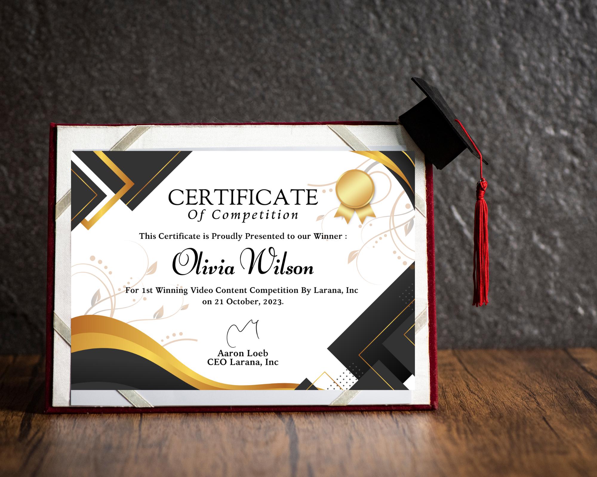 Customizable Modern Certificate of Competition, Gold Blue Elegant Award ...