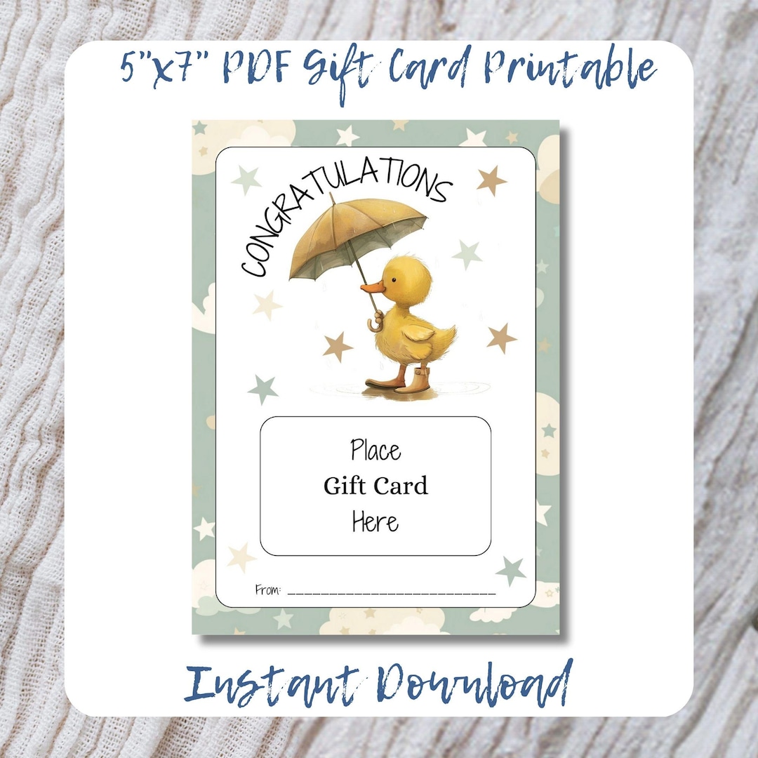 Baby Shower Gift, Printable Gift Card Holder, Thank You ...