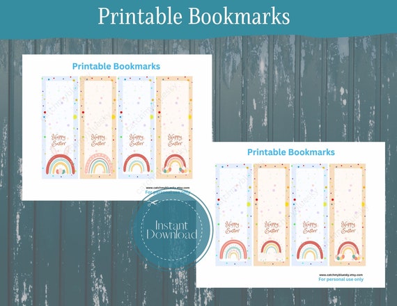 Printable Bookmarks,Digital Bookmarks, Easter Bookmarks, Easter Rainbow ...