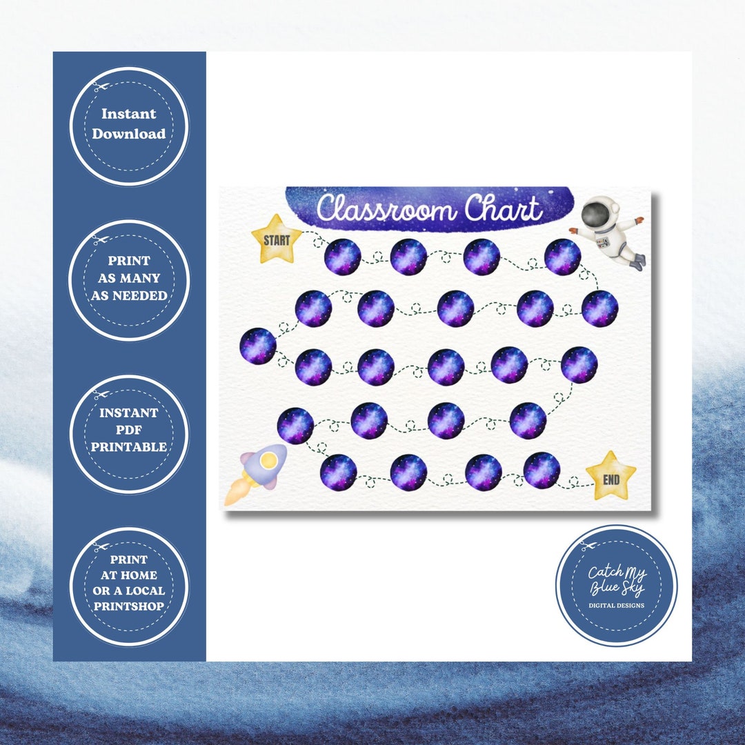 Classroom Chart Printable Countdown Chart Space Theme Printable ...