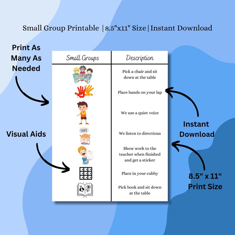 Small Group Chart, Instant Download Preschool, Small Group Printable ...