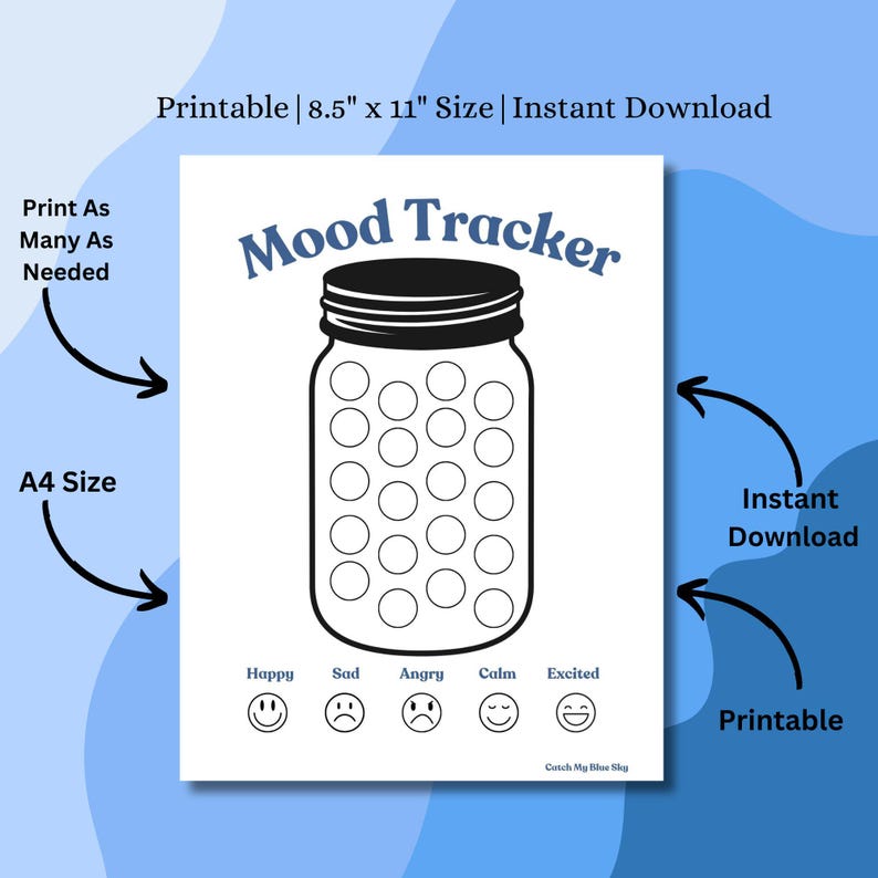 Mood Tracker Printable | Mental Health Journal | Daily Mood Log | Self ...