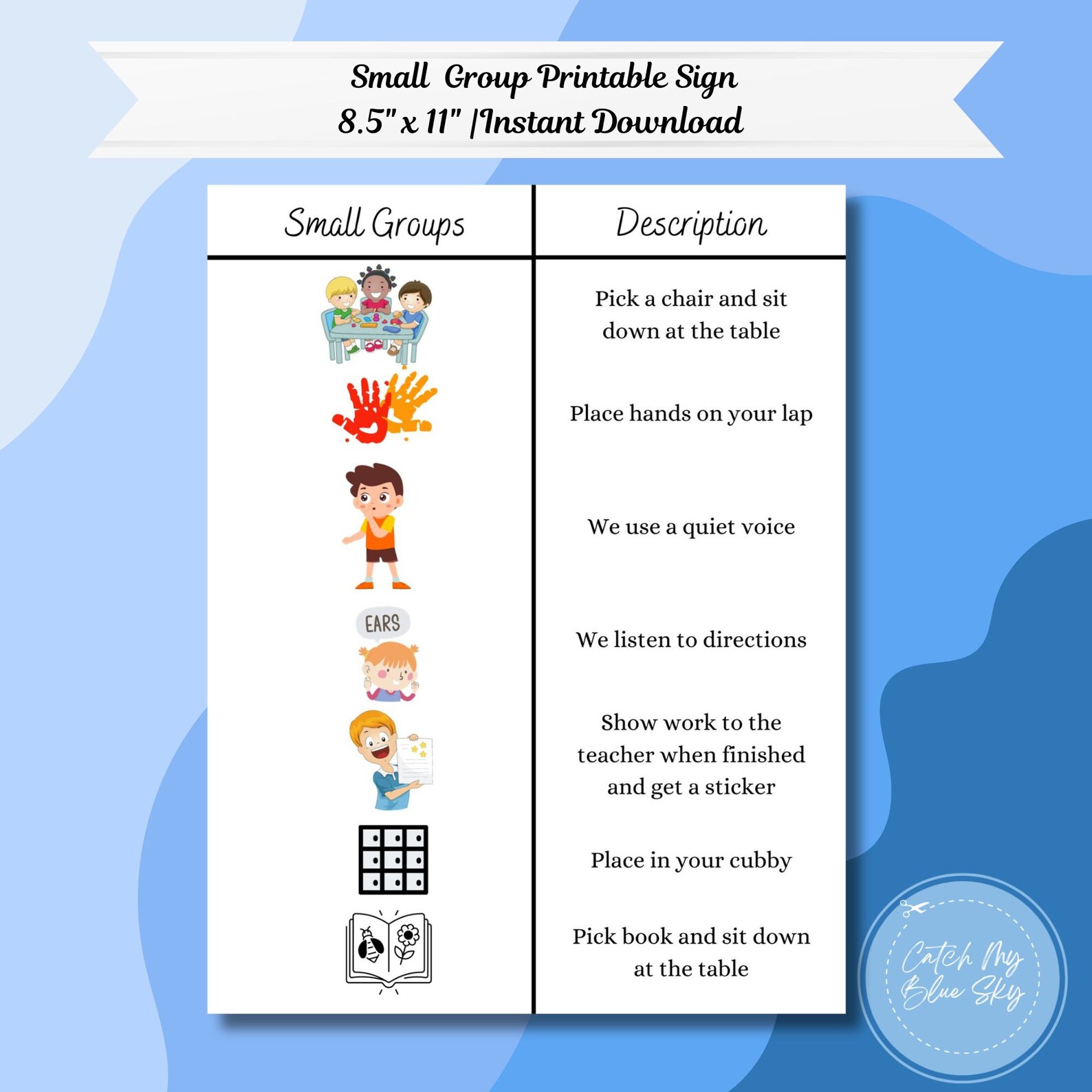 Small Group Chart, Instant Download Preschool, Small Group Printable ...