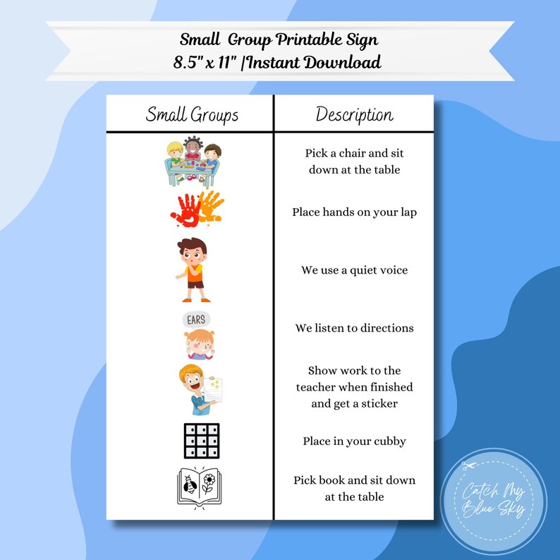 Small Group Chart, Instant Download Preschool, Small Group Printable ...