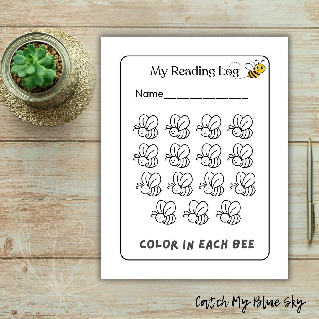 Bee-themed Math & Reading Log Printable Worksheets for Kids ...