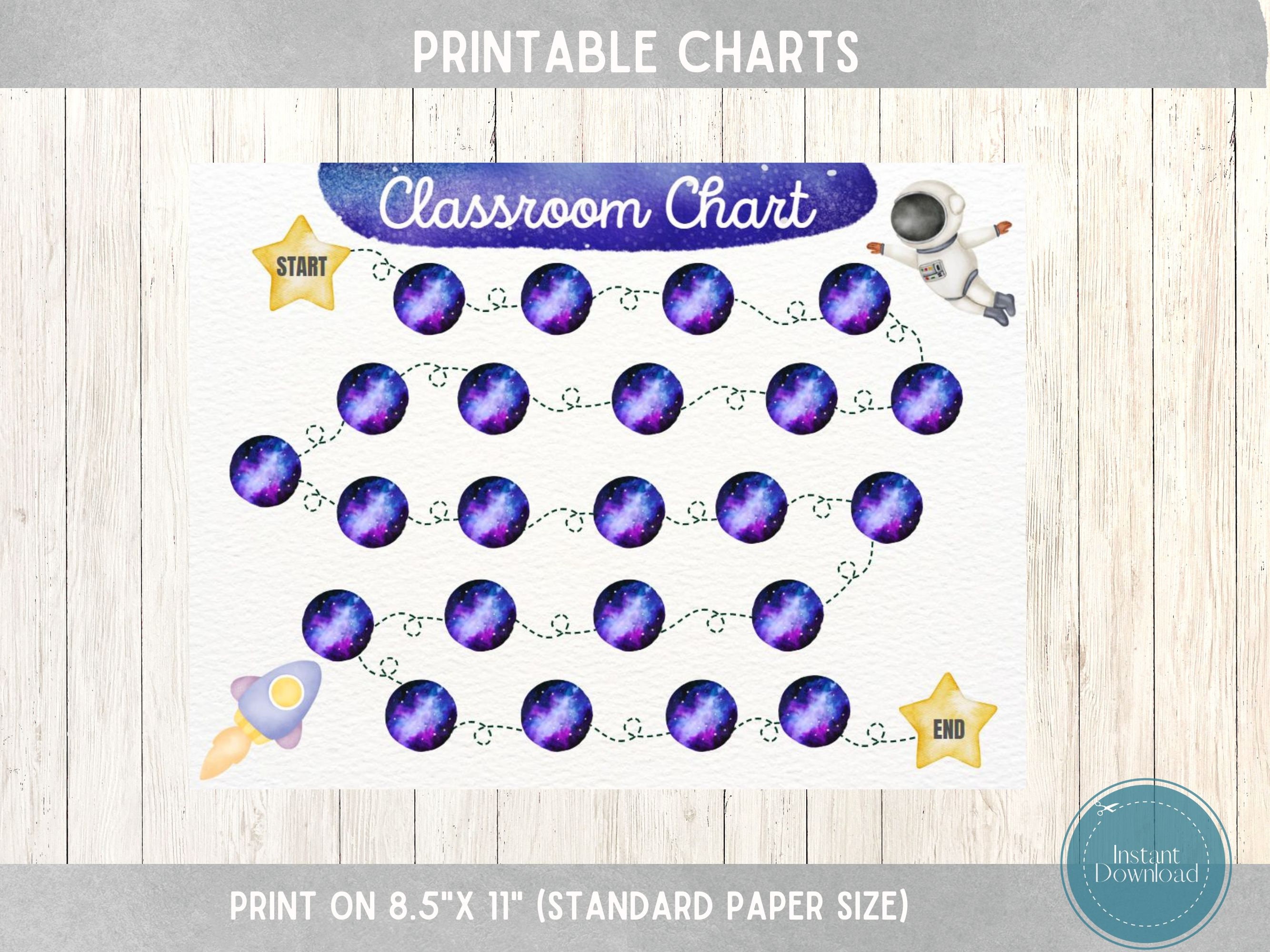 Classroom Chart Printable Countdown Chart Space Theme Printable ...
