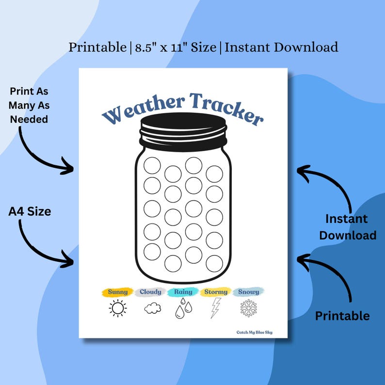 Printable Weather Tracker Daily Weather Log Weather Journal Climate ...