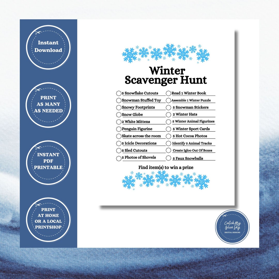Winter Scavenger Hunt, Printable Winter Nature, Scavenger Hunt Winter ...