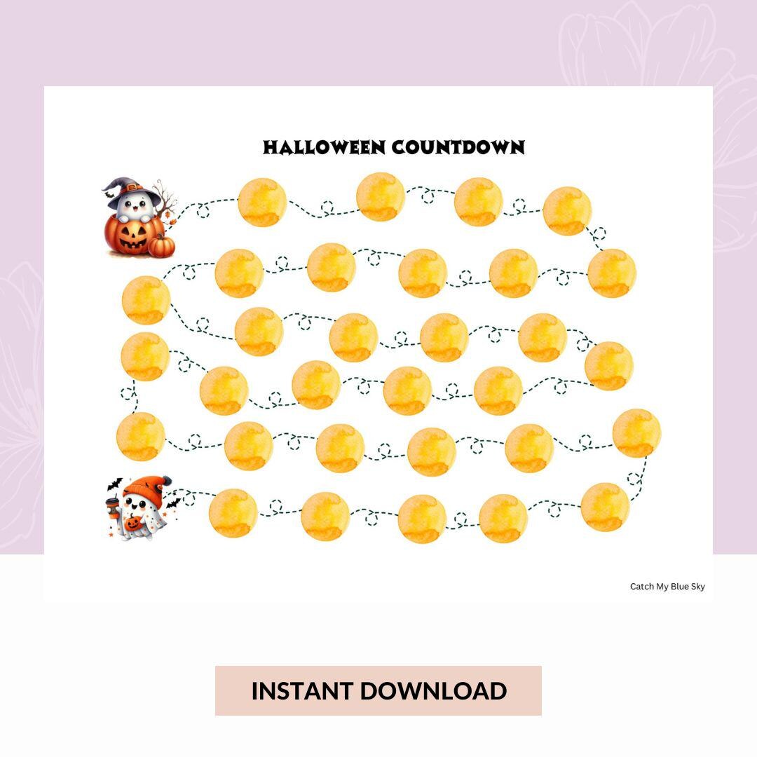 Halloween Countdown, 30-day Countdown, Cute Ghost, Halloween Tracker ...