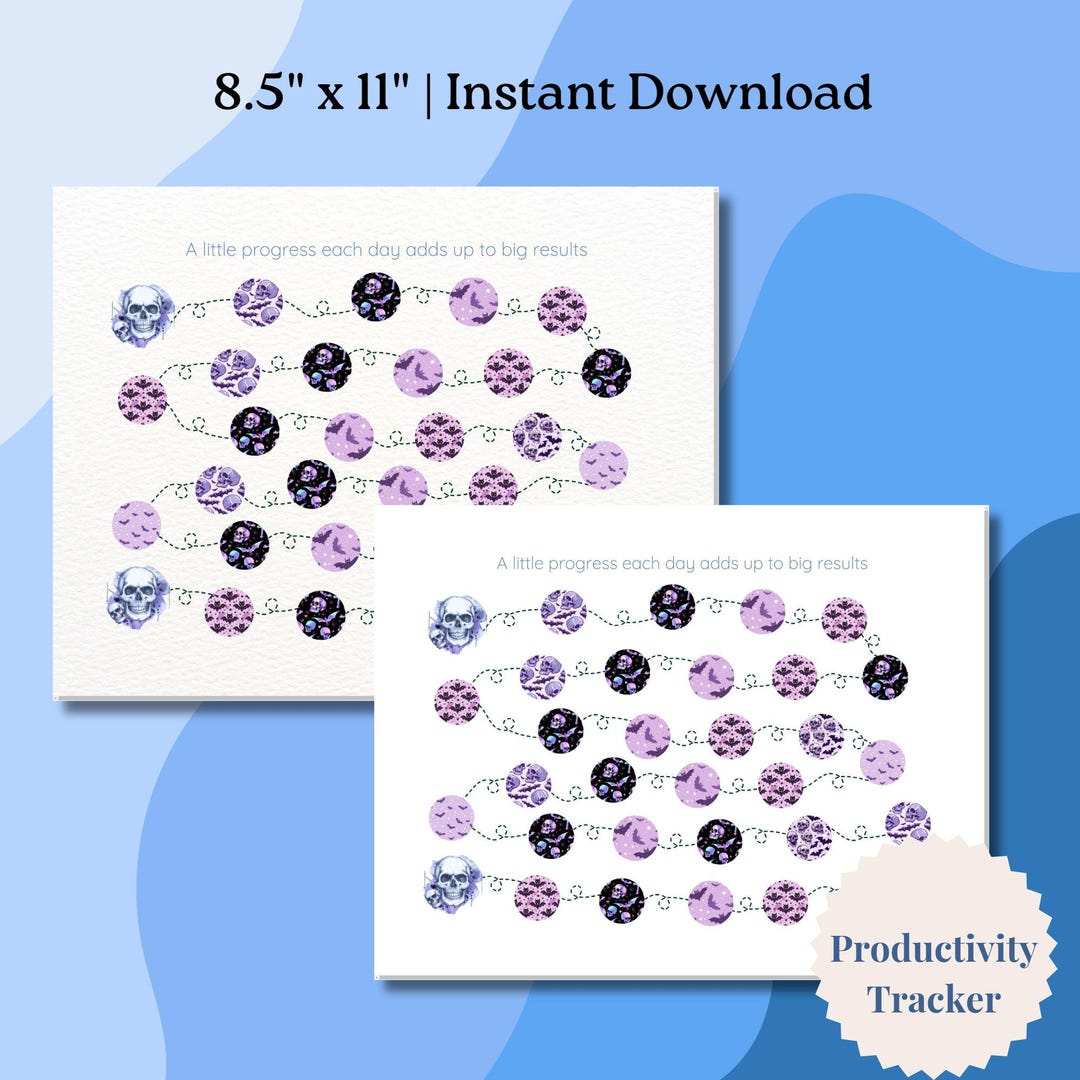 Halloween Skull Chart Tracker Printable Spooky & Motivational, Track ...