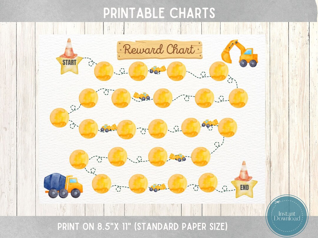 Childrens Chart, Kids Printable,construction Reward Chart,potty ...