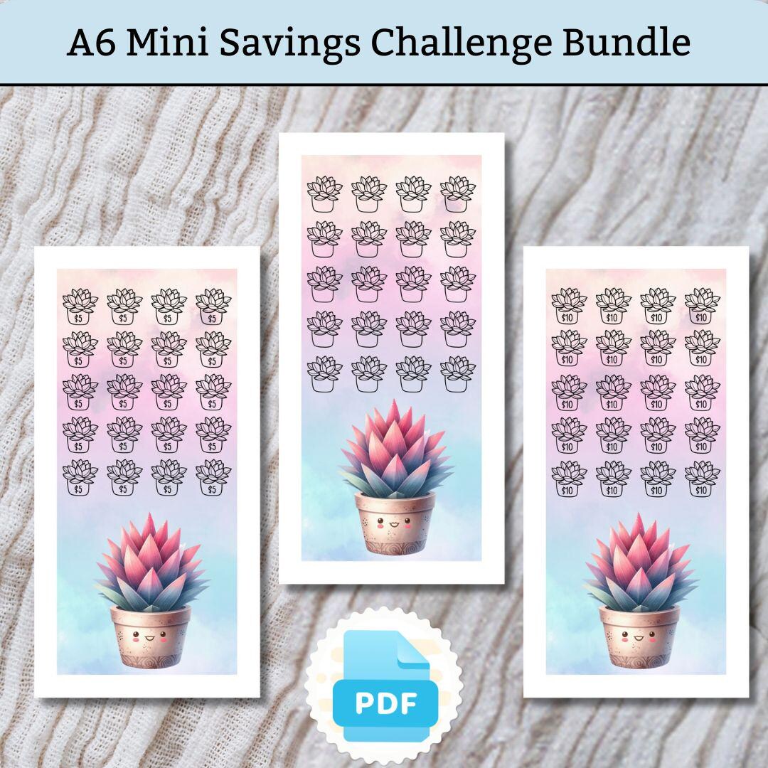 Plant Savings Challenge Trackers Fit A6 Budget Binder and Envelopes ...