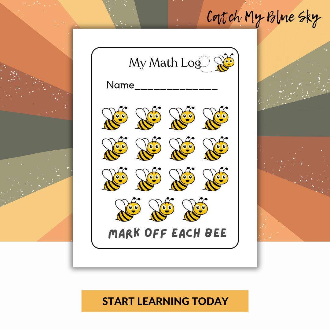 Bee-themed Math & Reading Log Printable Worksheets for Kids ...