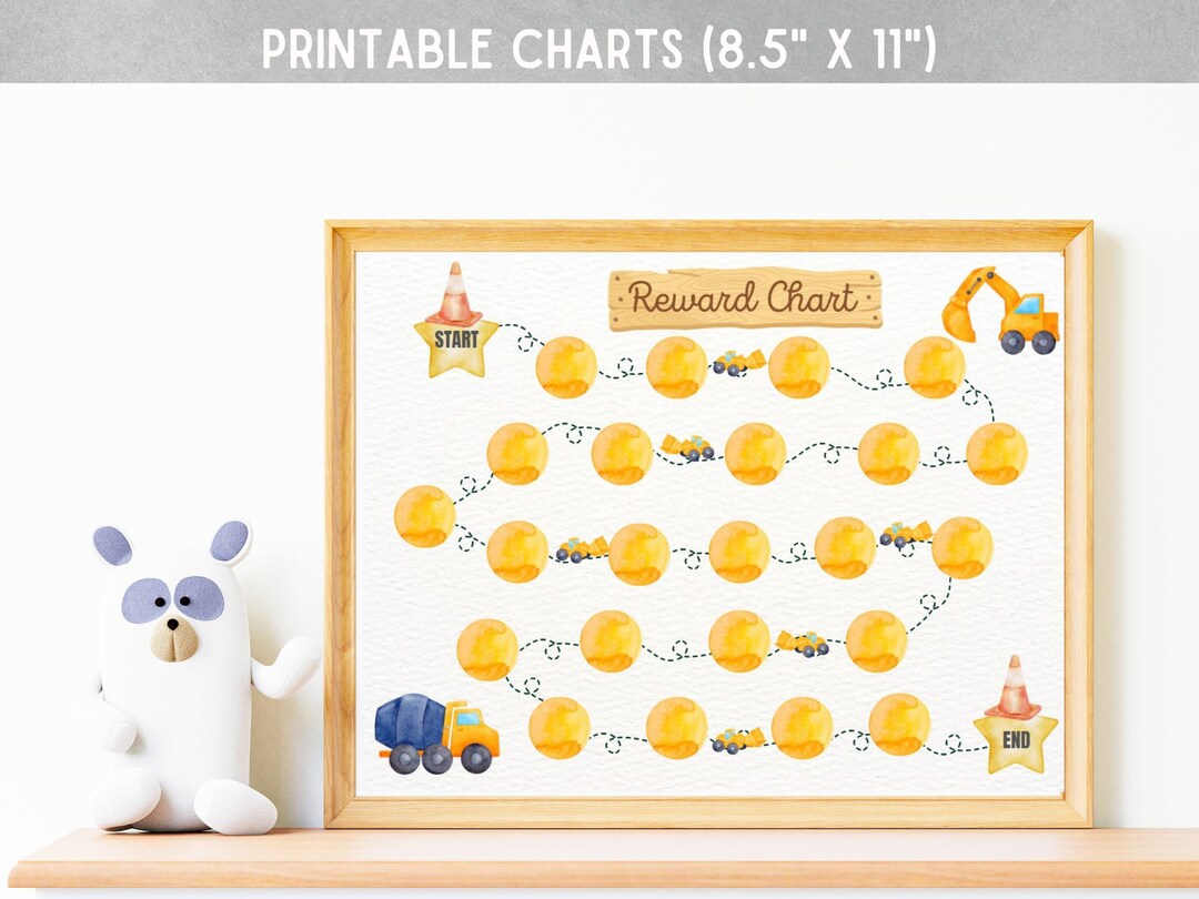 Construction Reward Chart Printable Routine Sticker Chart for Kids ...