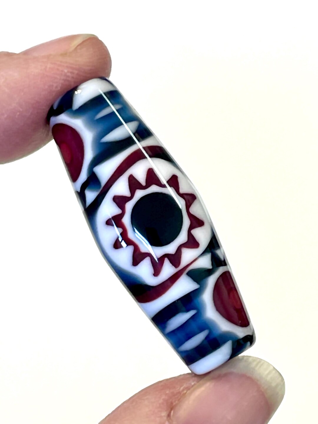 Seymour Fusion Bead in Red White, and Blue One of a Kind Chevron Master ...