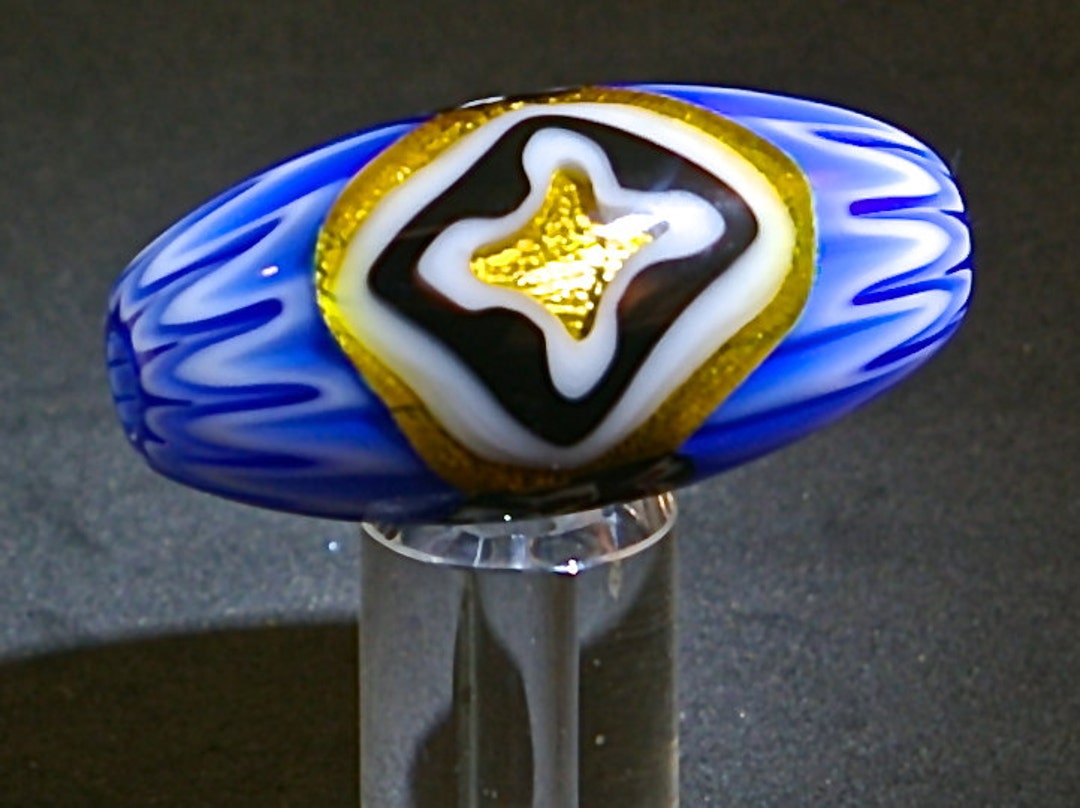 Blue Gold, Amber Fleur De Lis Heavy Metal Chevron, Signed - Etsy