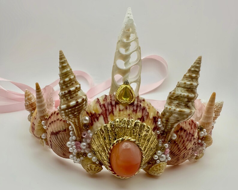 Golden Coral Majesty – Regal Siren Natural Seashell Crown - Etsy