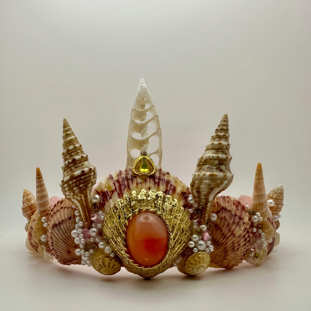 Golden Coral Majesty – Regal Siren Natural Seashell Crown - Etsy