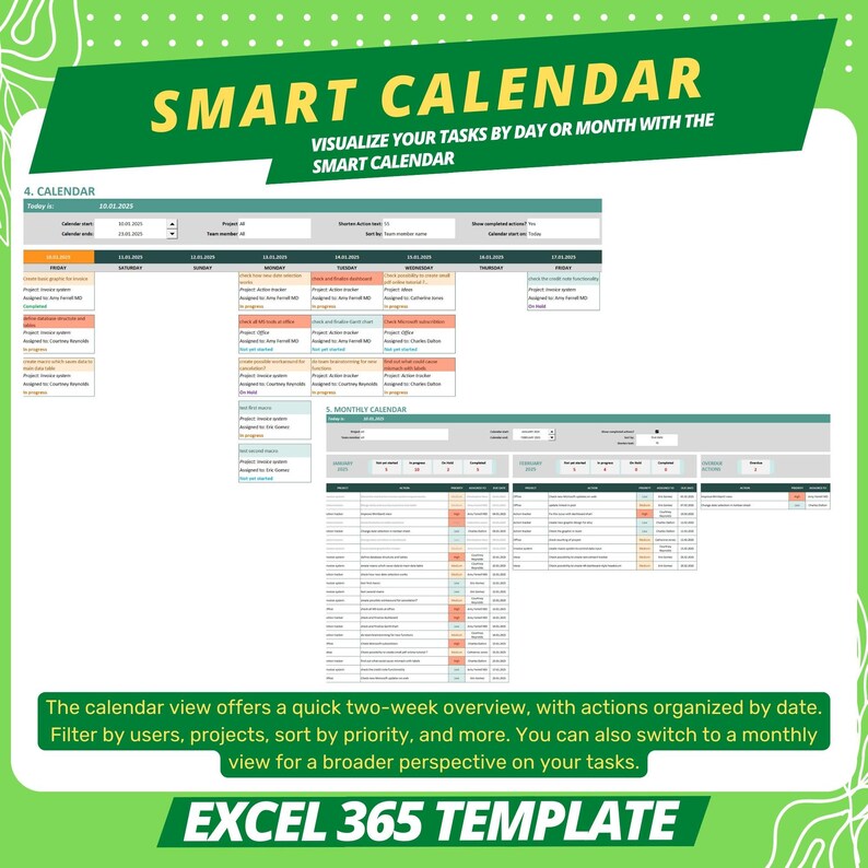 Excel Task Tracker - Kanban Board, Activity Calendar and Daily to Do ...
