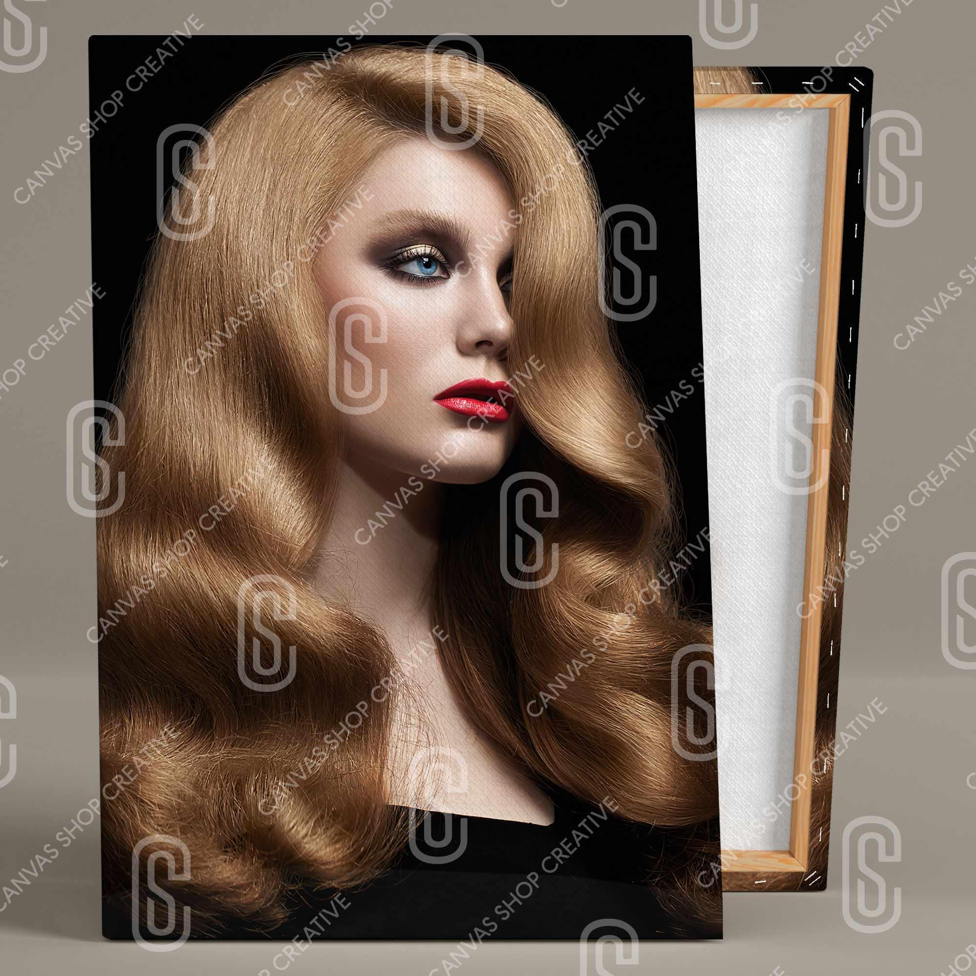 Blonde Hair Wall Decor, Hairdresser Wall Art, Woman Canvas Art, Roll up ...