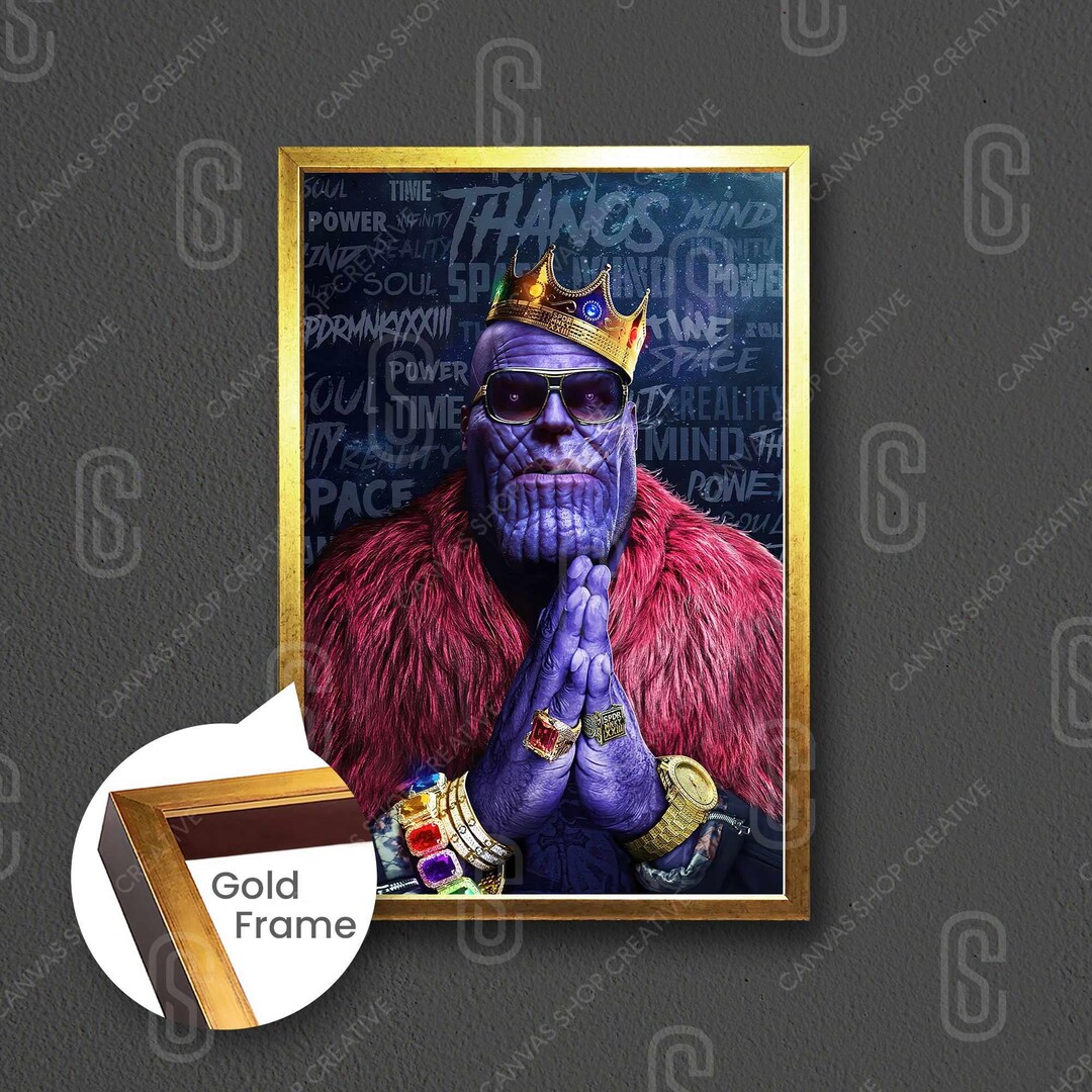 Thanos Movie Poster With Black Glasses Roll up Canvas, Ready to Hang ...