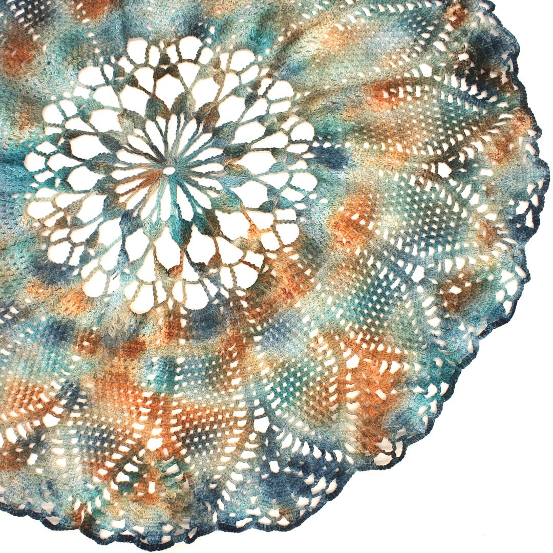 Hand Dyed Doily Navy Blue Turquoise Burnt Orange Rust Aqua Home Decor ...