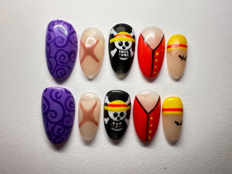 Monkey D. Luffy/one Piece Nails - Etsy