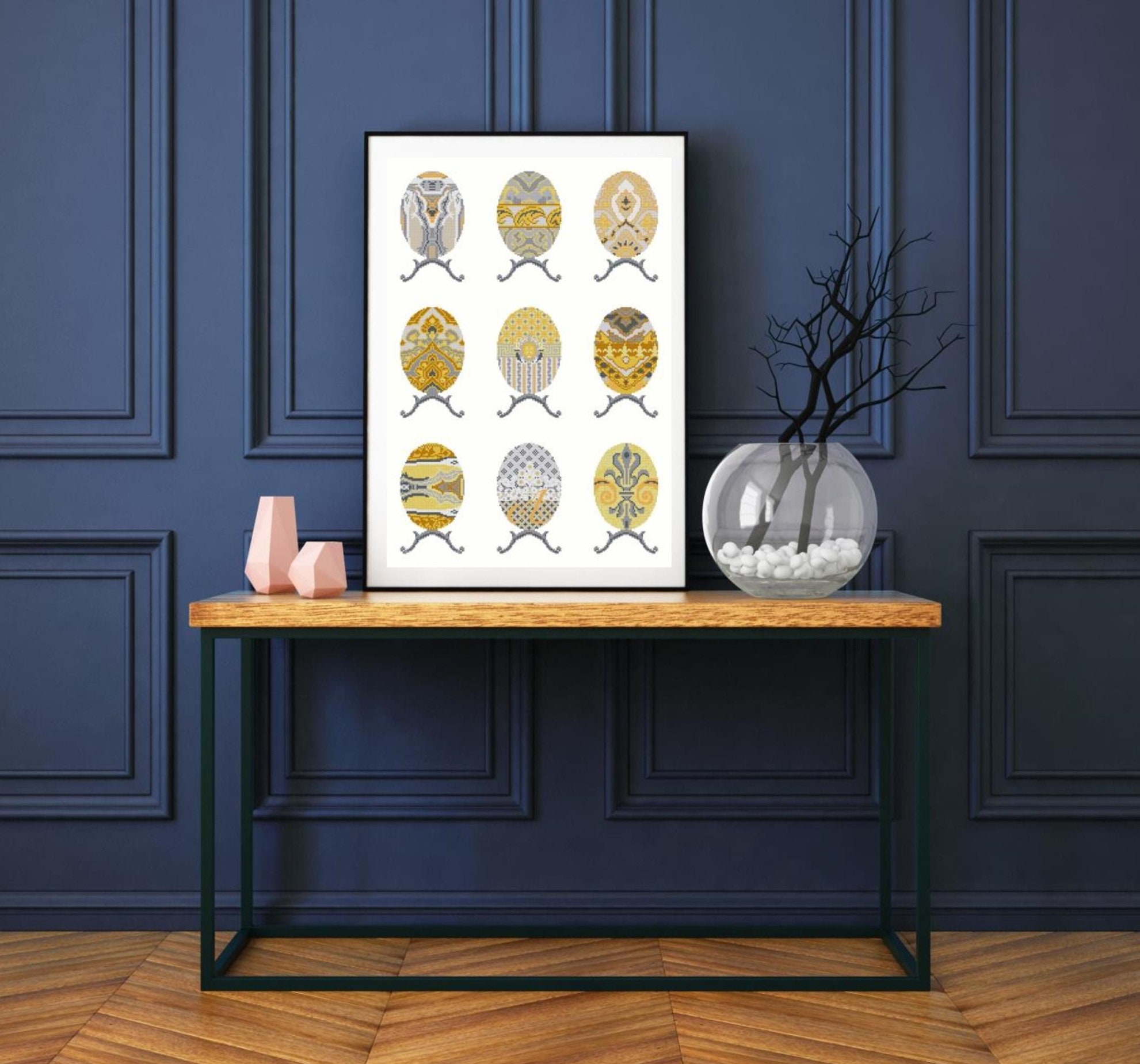 Cross Stitch Pattern, EGG SAMPLER, Blue - Etsy