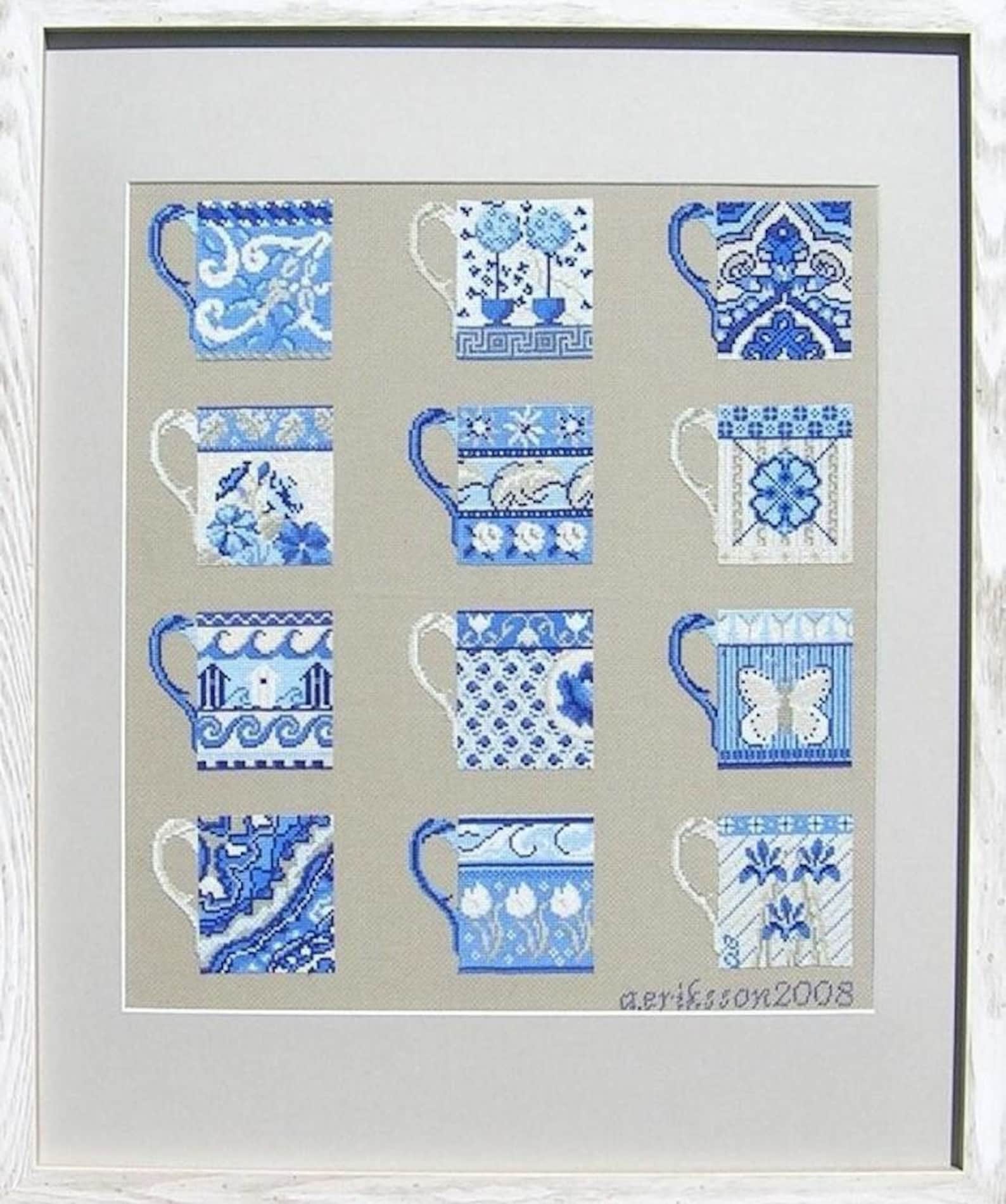 Cross Stitch Pattern BLUE CUPS - Etsy