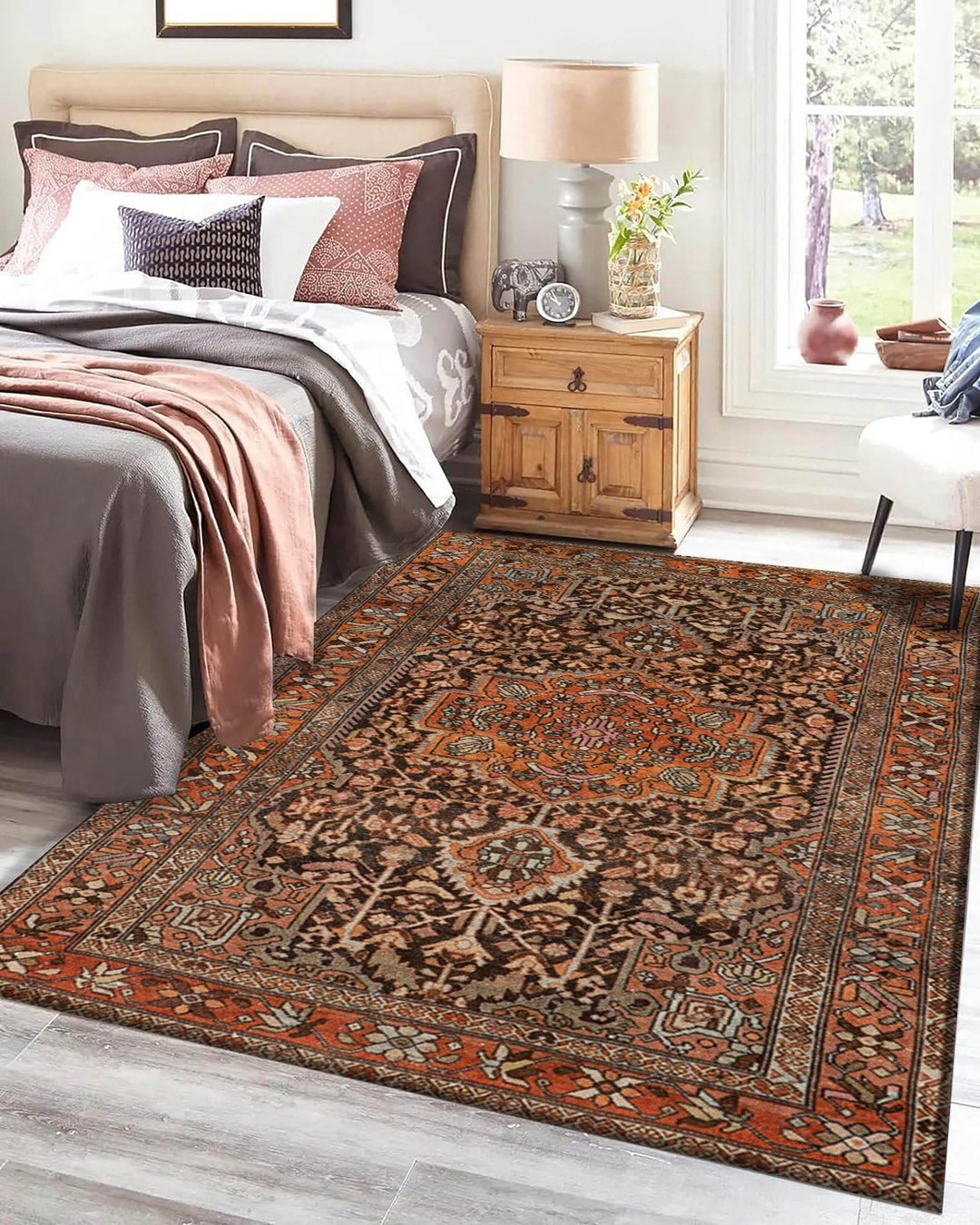 Vintage Distressed Orange Rug, Shabby Chic Orange Carpet, Oriental ...