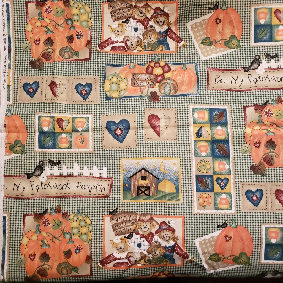 Fall Themed Pumpkin Pal Patch Quilt Fabric Daisy Kingdom 1998 Candy ...
