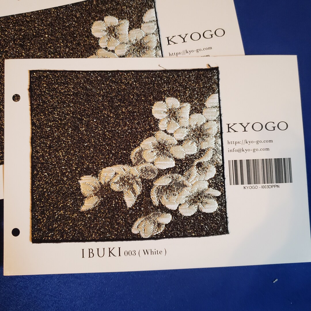 Black Metallic Silver With White Flowers Fabric Sample Lot of 12 Kyogo ...