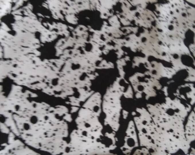 Splattered Paint Print Quilt Fabric Black on White 2 Pcs 46 X 14 Each ...