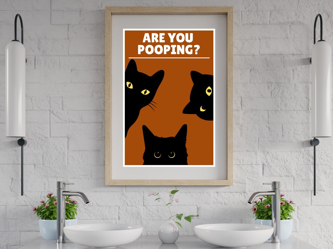 Are You Pooping Cat Wall Art | Printable Cat Bathroom Decor | Digital ...
